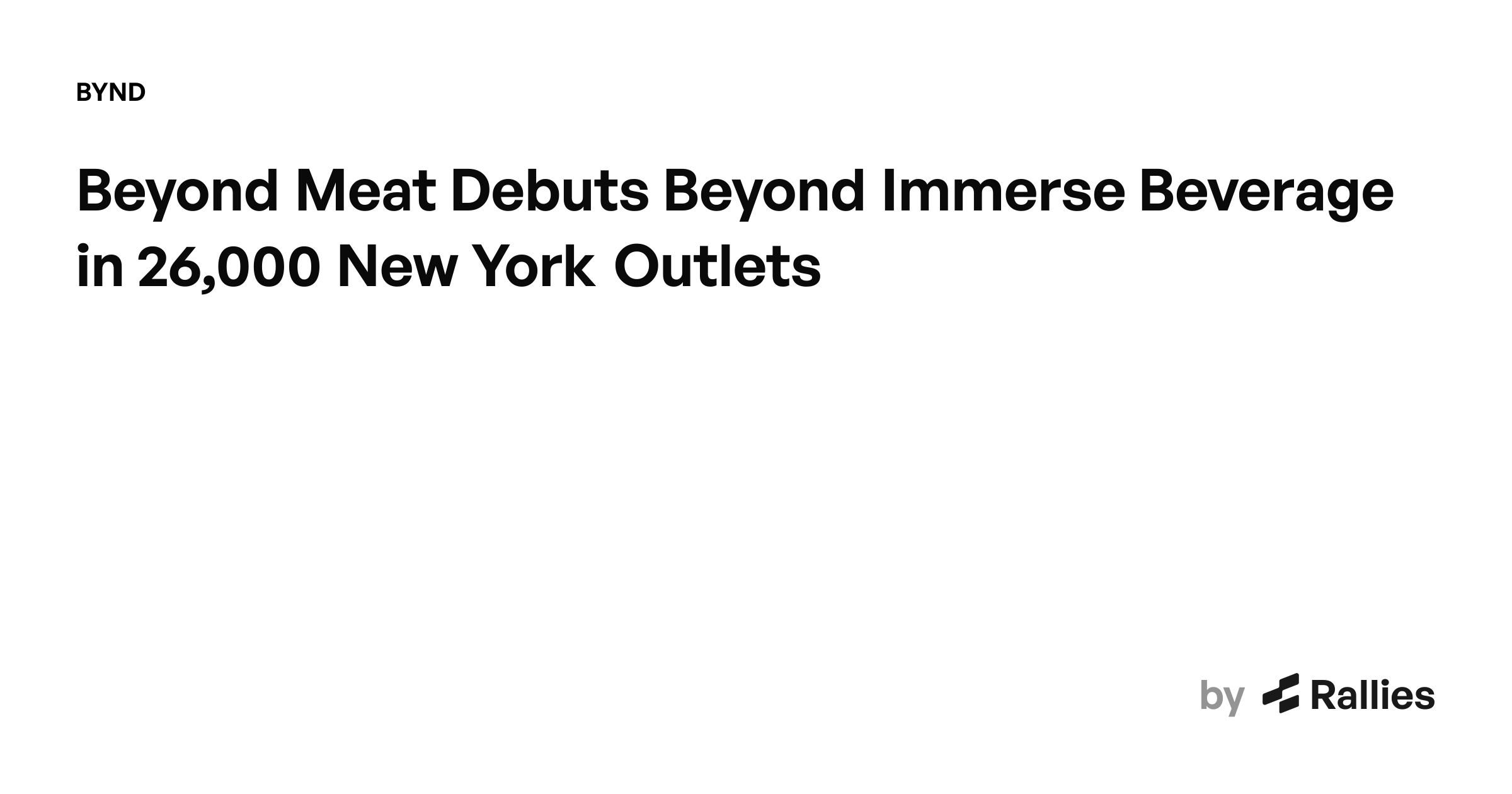 Beyond Meat Debuts Beyond Immerse Beverage in 26,000 New York Outlets ...