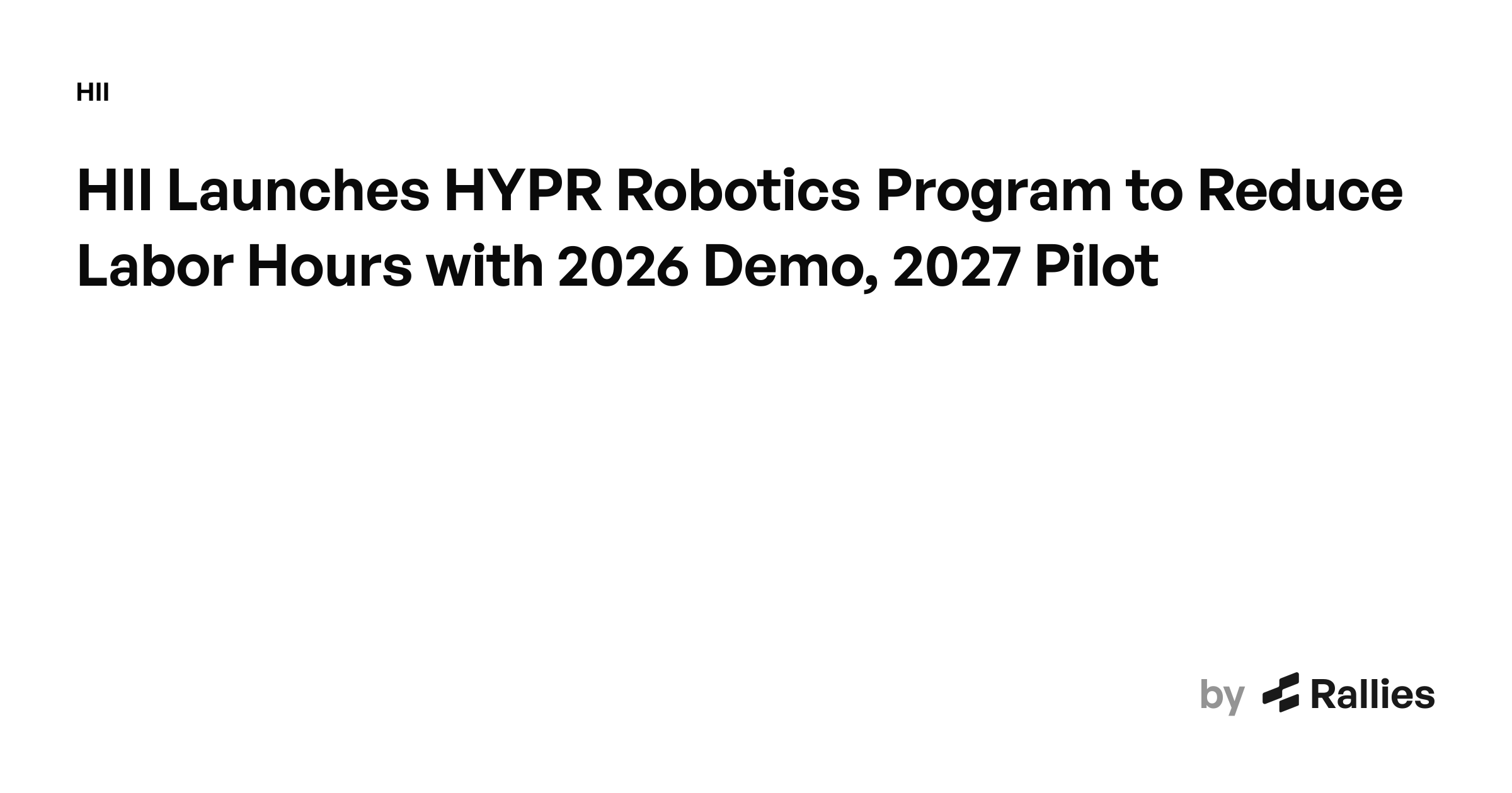 HII Launches HYPR Robotics Program to Reduce Labor Hours with 2026 Demo ...