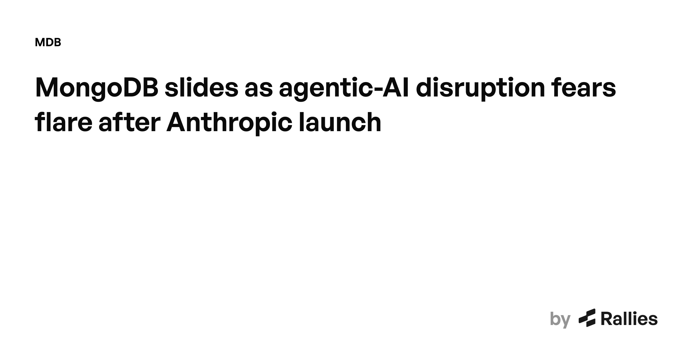 MongoDB slides as agentic-AI disruption fears flare after Anthropic ...