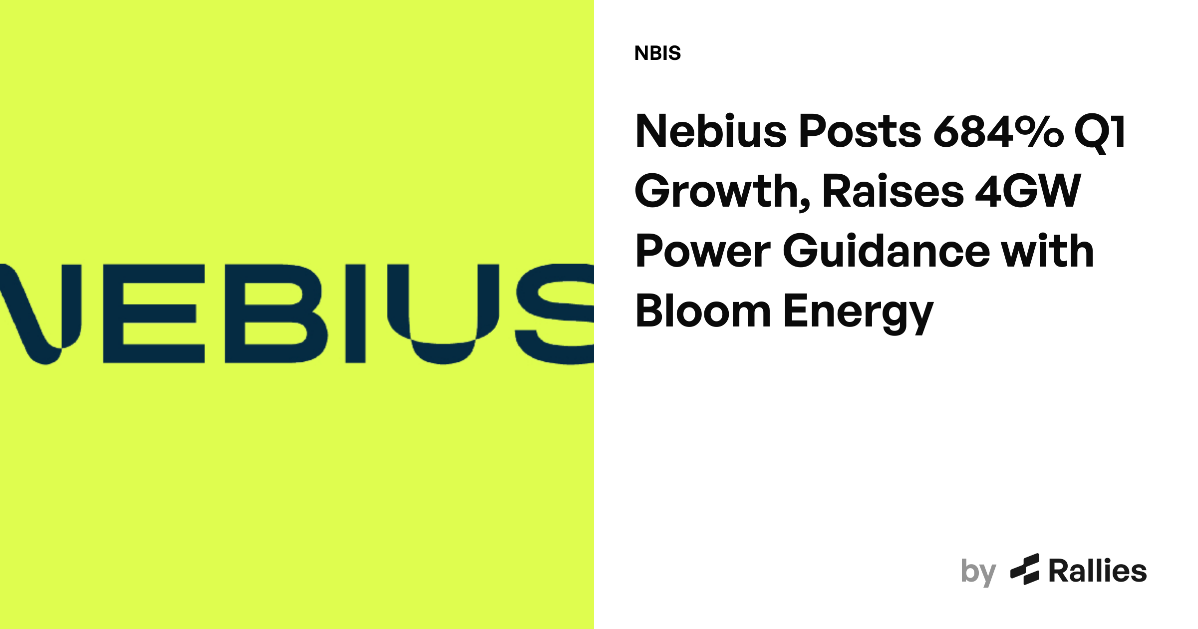Nebius Posts 684% Q1 Growth, Raises 4GW Power Guidance with Bloom ...