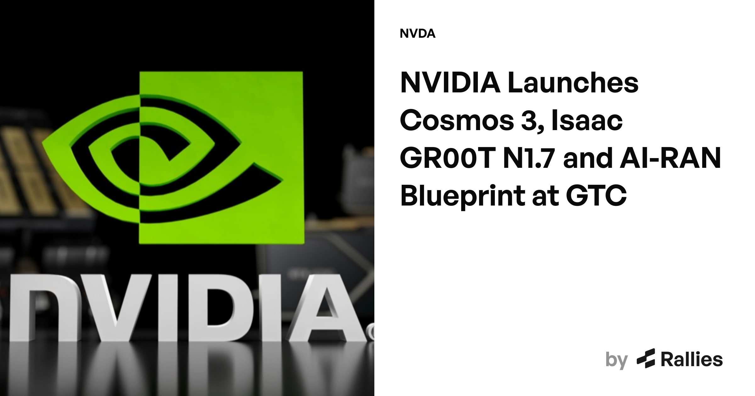 NVIDIA Launches Cosmos 3, Isaac GR00T N1.7 and AI-RAN Blueprint at GTC ...