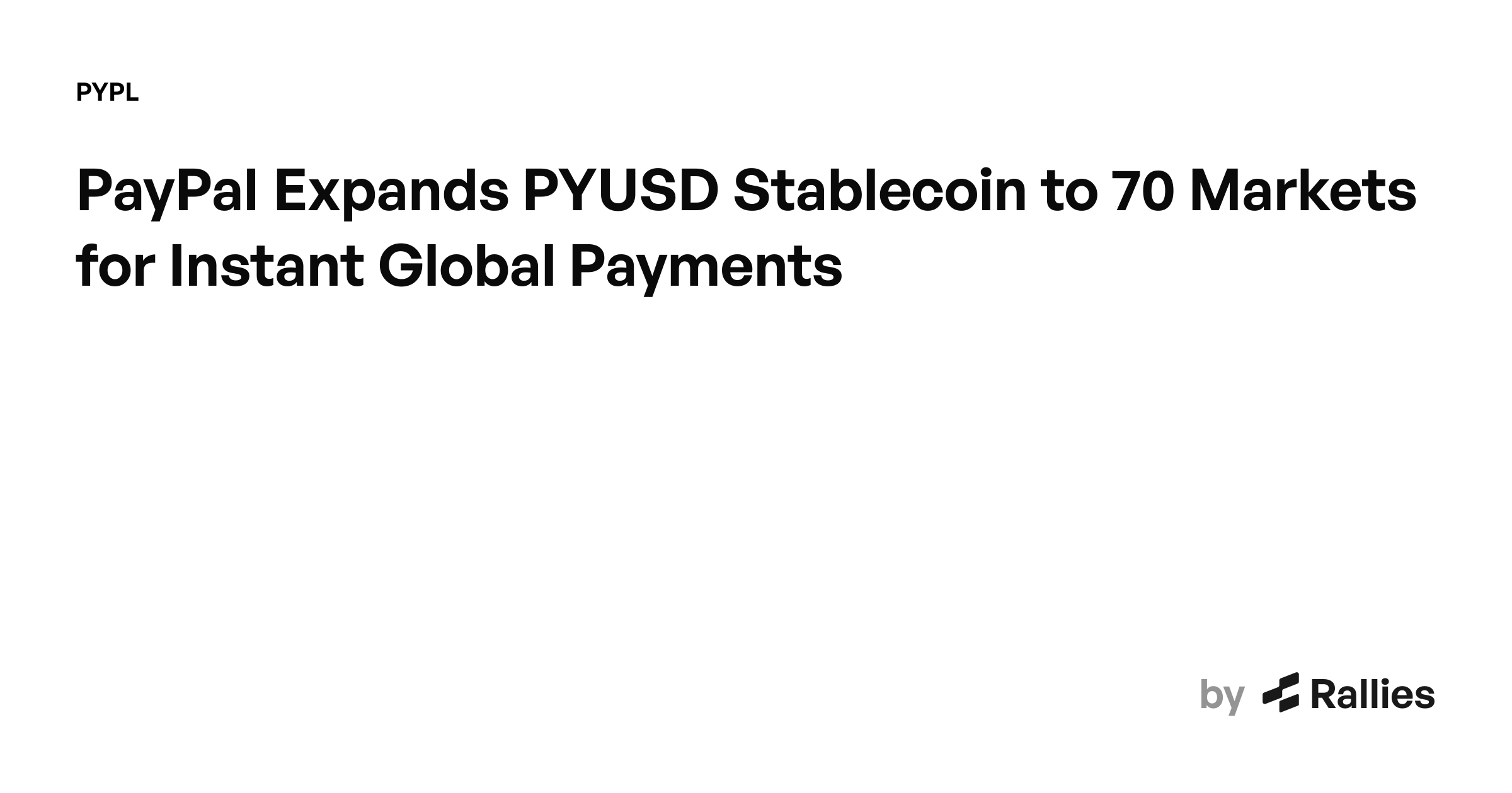PayPal Expands PYUSD Stablecoin to 70 Markets for Instant Global ...