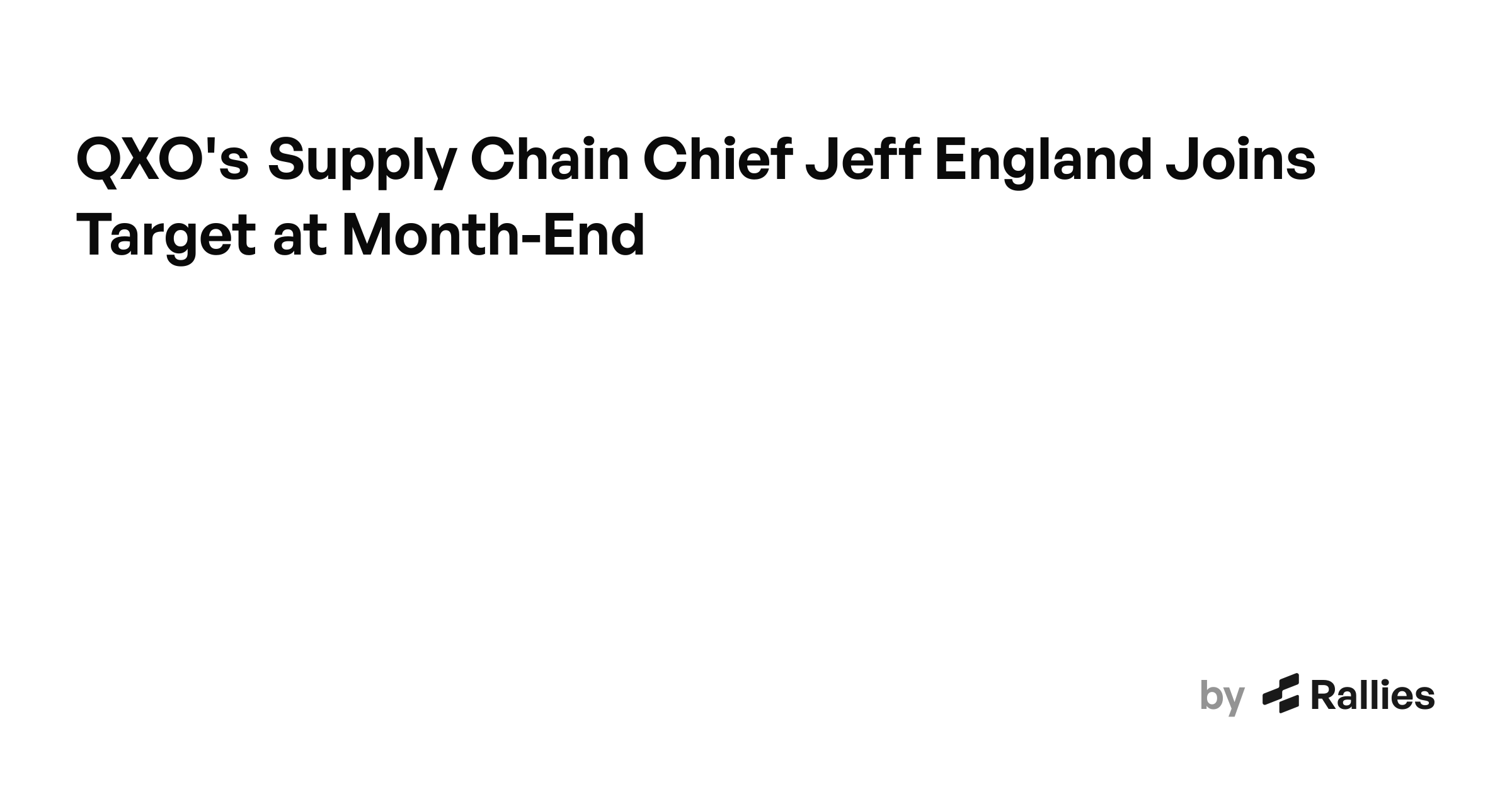 QXO's Supply Chain Chief Jeff England Joins Target at Month-End - QXO ...