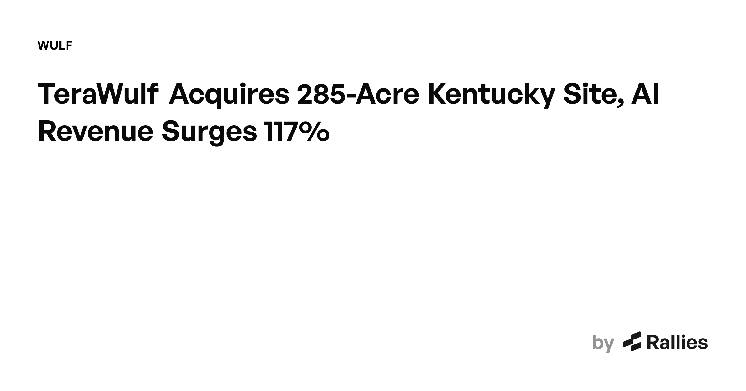 TeraWulf Shares Jump 12% After Acquiring 1 GW Kentucky AI Campus - WULF ...