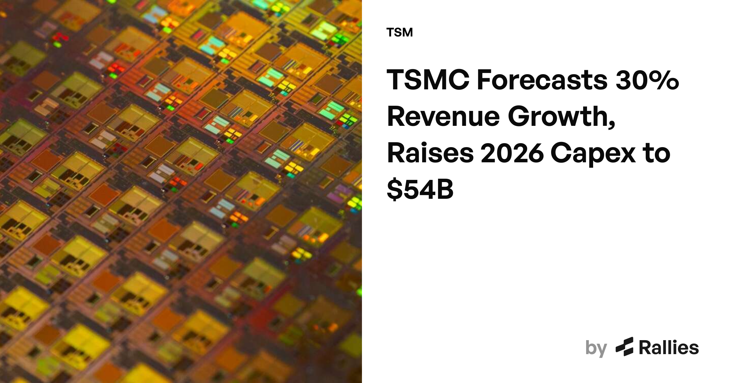TSMC Forecasts 30% Revenue Growth, Raises 2026 Capex to $54B - TSM News ...