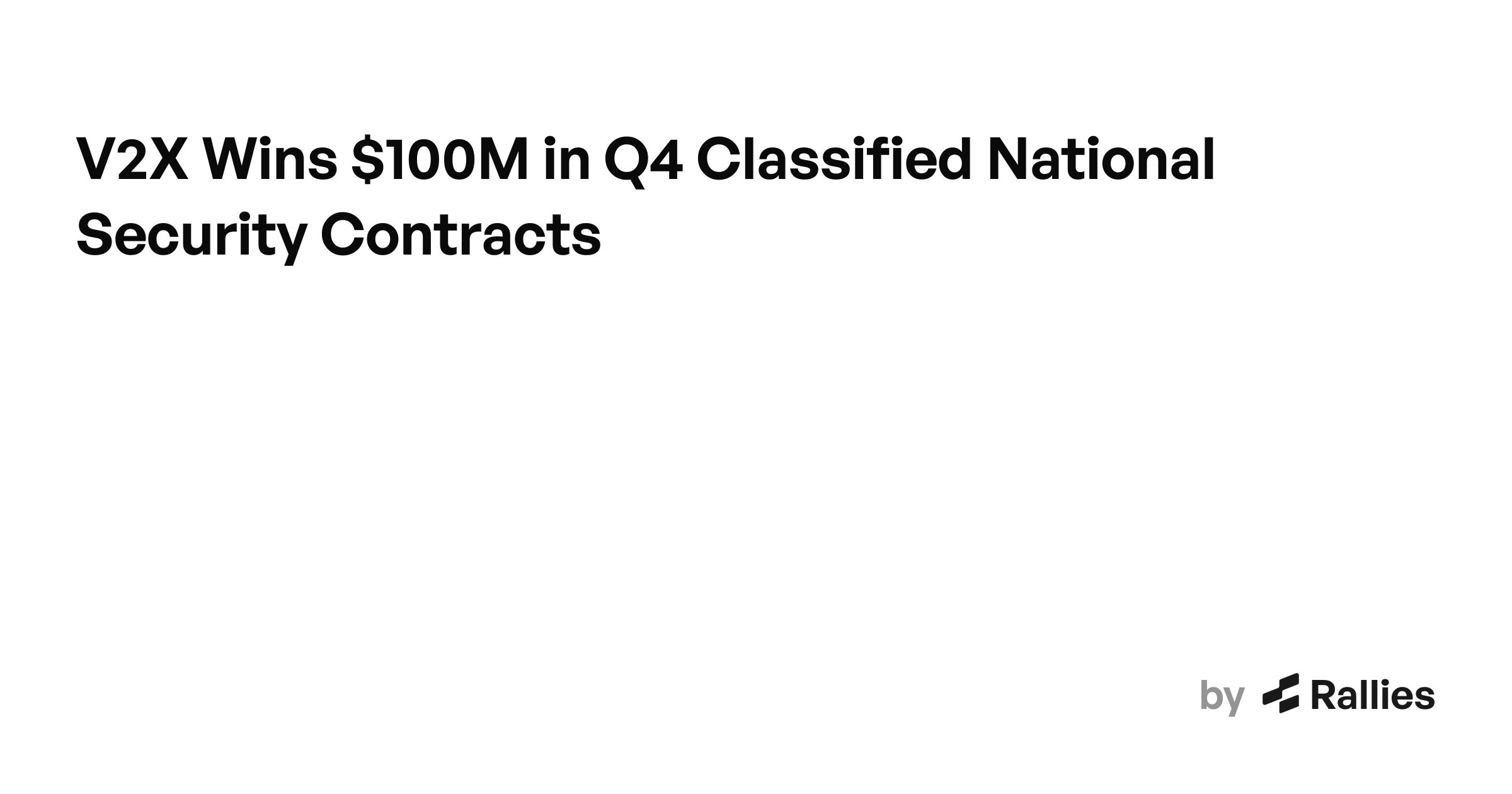 V2X Wins $100M in Q4 Classified National Security Contracts - VVX News ...
